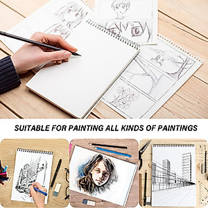 Cabreche Cute Sketchbook Top Spiral Bound Sketch Pad 9 x 12 inch,100GSM Thick Paper 50 Sheets 100 Pages,Art Sketch Book Aesthetic Writing Drawing Paper for Girls Women Face-Black Pink