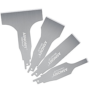 ASNOMY 4PCS Reciprocating Saw Scraper Blade, Multifunctional Stainless Steel Electric Scraper Tile Cleaning Tools for Concrete Floor, Wall Cleaning, Metal derusting