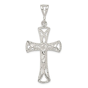 Solid 925 Sterling Silver Cross Pendant Crucifix Charm - 51mm x 25mm