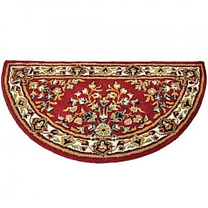 Minuteman International Burgundy Oriental Wool Hearth Rug, Half Round