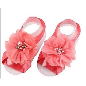 Toptim Baby Girl's Barefoot Sandals Flower for Newborn Toddlers (0-3T) (10 Colors)