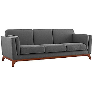 Modway Chance Mid-Century Modern Upholstered Fabric Sofa In Gray