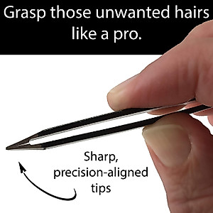 Zizzili Basics Mini Slant Tweezers - Best Tweezers for Eyebrow, Facial Hair Removal and your Precision Needs (Midnight Ombre)