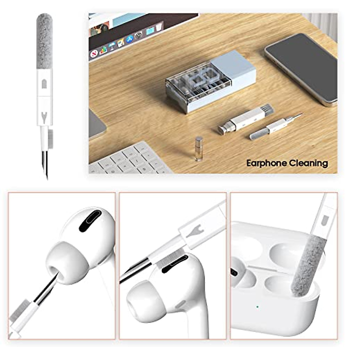 Electronic Cleaner Kit, Laptop Cleaning Kit, Keyboard Cleaner, 3 in 1 Earbud Cleaner Pen, Lens Pen for DSLR Camera Clean, Computer Screens Cleaning/Airpods Cleaner Kit/iPad Camera Phone Cleaning Tool
