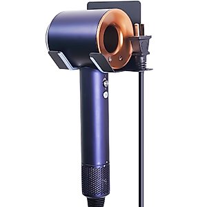 Hair Dryer Holder, Hair Tool Organizer Blow Dryer Holder Hair Dryer Holder Wall Mount Self Adhesive, Compatible for Dyson Hair Dryer Holder Cabinet Bathroom Black, PTALSEAW
