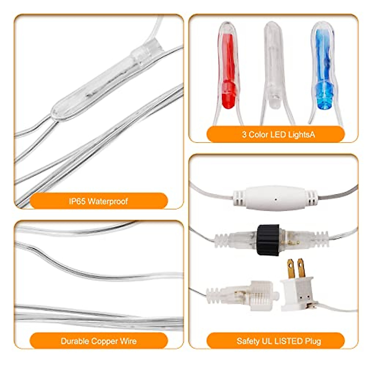 FAMILy LED American Christmas Lights Pleated American Flag Lights 4 x 2 Feet Patriot Decorations Holiday, Garden, Indoor and Outdoor Waterproof Flag Lights （1Pack）