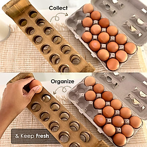 Gui's Chicken Coop Egg Holder - Countertop Stackable Egg Rack For Fresh Eggs - Rustic Kitchen Decor (Double Rack)
