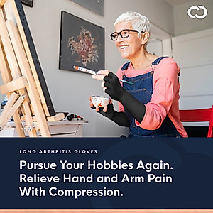 Copper Compression Long Arthritis Pain Relief Gloves - Copper Infused Orthopedic Fingerless Hand Brace for Women, Men - Carpal Tunnel, Computer Typing, RSI, Support Hands, Wrist, Arms