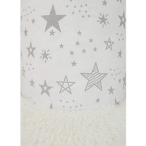 ACMUUNI 19.7" Round Canvas Large Clothes Basket Laundry Hamper with Handles,Waterproof Cotton Storage Organizer Perfect for Kids Boys Girls Toys Room, Bedroom, Nursery,Home,Gift Basket(Grey Star)