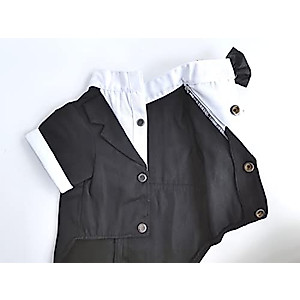 PAWSINSIDE Dog Tuxedo Pet Tuxedo Shirt with Black Bowtie Formal Suit Costume for Wedding Party (X-Large, Black-Collarless)
