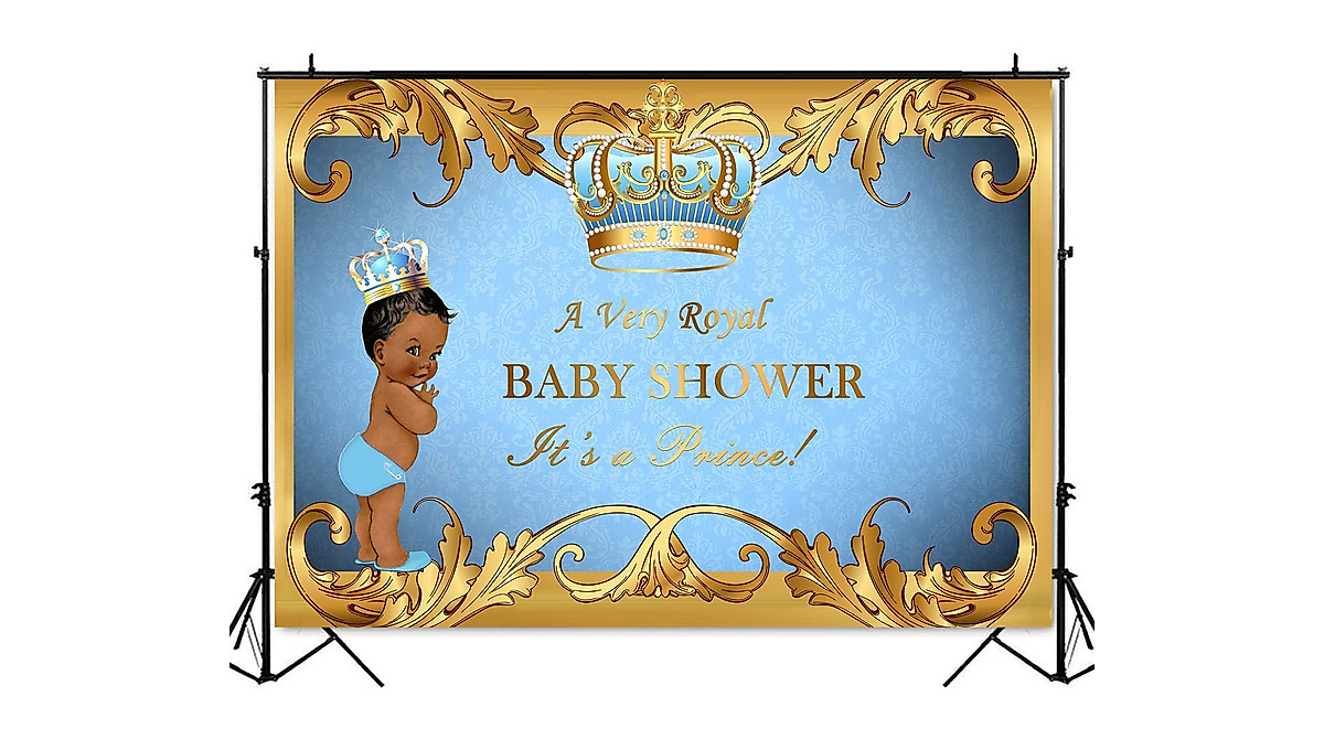 Light Blue Baby Shower Backdrop - 7x5ft Vinyl Banner