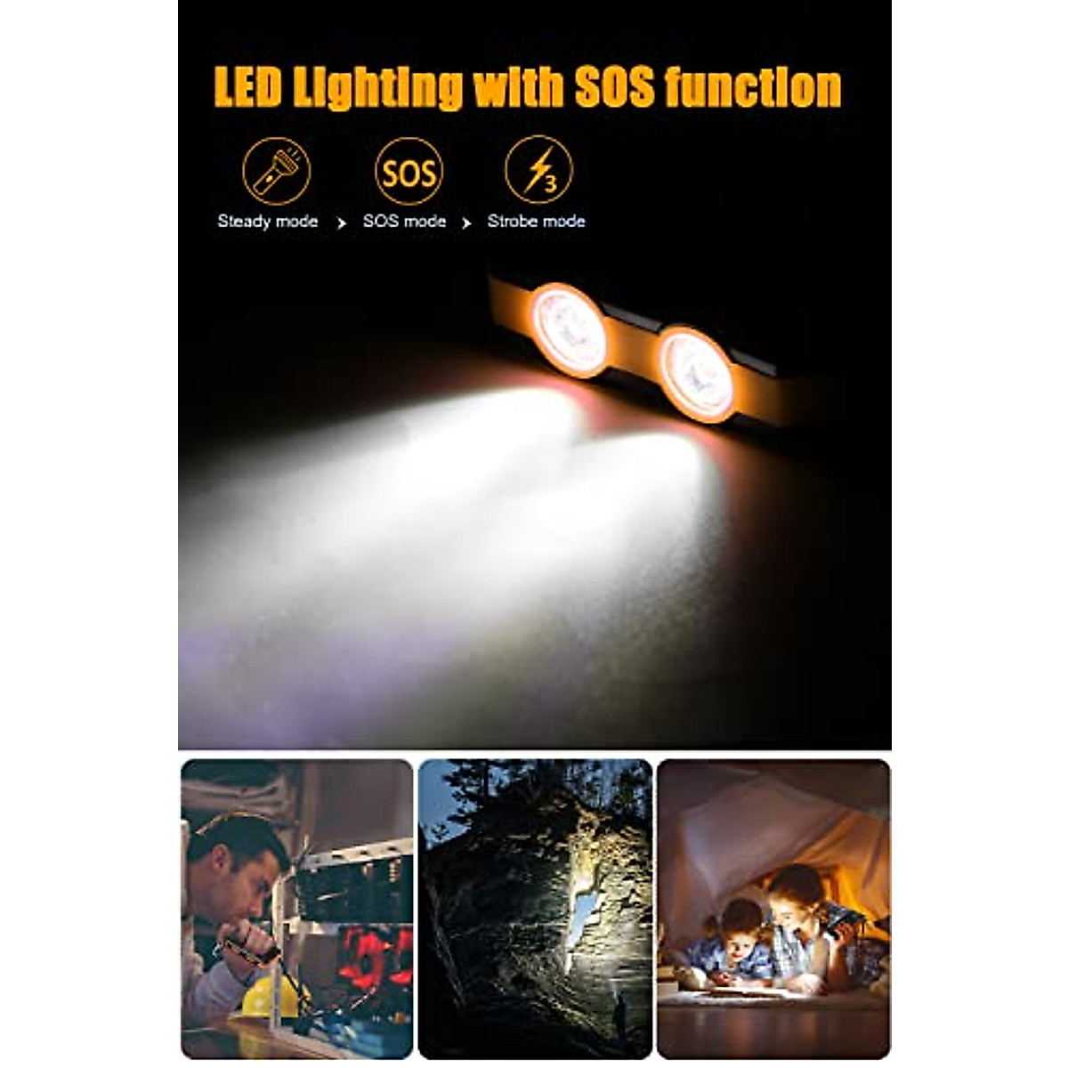 Suscell Solar Charger,20000mAh Solar Power Bank,Waterproof Portable Charger with Dual 5V USB Port/LED Flashlight Compatible with All Smartphone External Battery Pack Perfect for Outdoor/Camping/Trip