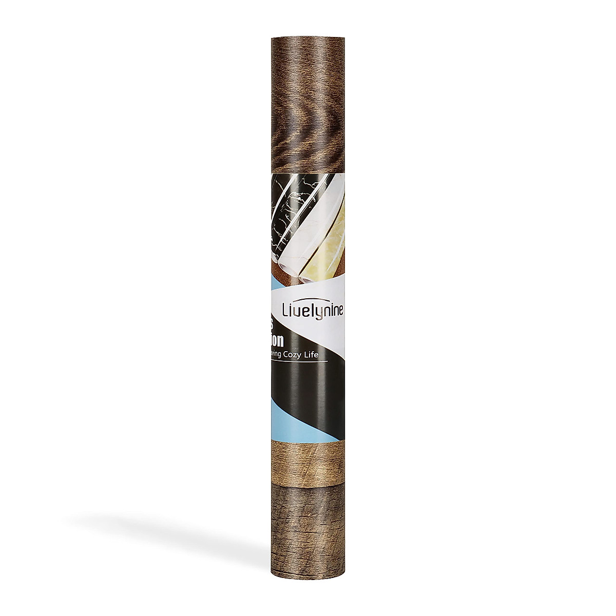 Livelynine 15.8x394 Wood Floor Contact Paper Waterproof Peel and Stick Wood Adhesive Paper for Furniture Desk Table Kitchen Countertop Covers Stick on Accent Wall Panels Rustic Vinyl Flooring Roll