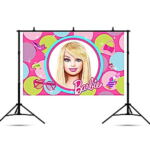 Pink Backdrops for Barbie Birthday Party Decorations Supplies Barbie Baby Shower Photo Background for Girl Lady Birthday Party Cake Table Decorations Barbie Birthday Banner 5x3ft