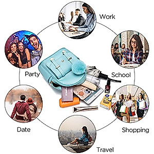 I IHAYNER Girls Fashion Backpack Mini Backpack Purse for Women Teenage Girls Purses PU Leather Pompom Backpack Shoulder Bag Pearl Purple