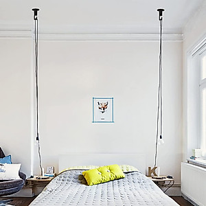 AKBFOX 6pcs Swag Hooks for Ceiling Hanging, Heavy Duty Hangers, Swag Lamp Hooks, Modern Swag Hooks for Chandelier, String light, Lanterns, Pendant Cable Lights Indoor Outdoor Use (Black)