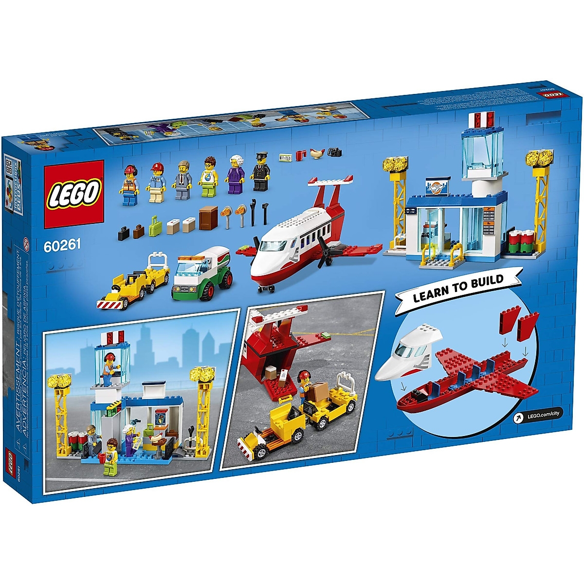 LEGO City Central Airport 60261 Building Toy, with Passenger Charter Plane, Airport Building, Fuel Tanker, Baggage Truck, Cargo and 6 Minifigures, Great Gift for Kids (286 Pieces)