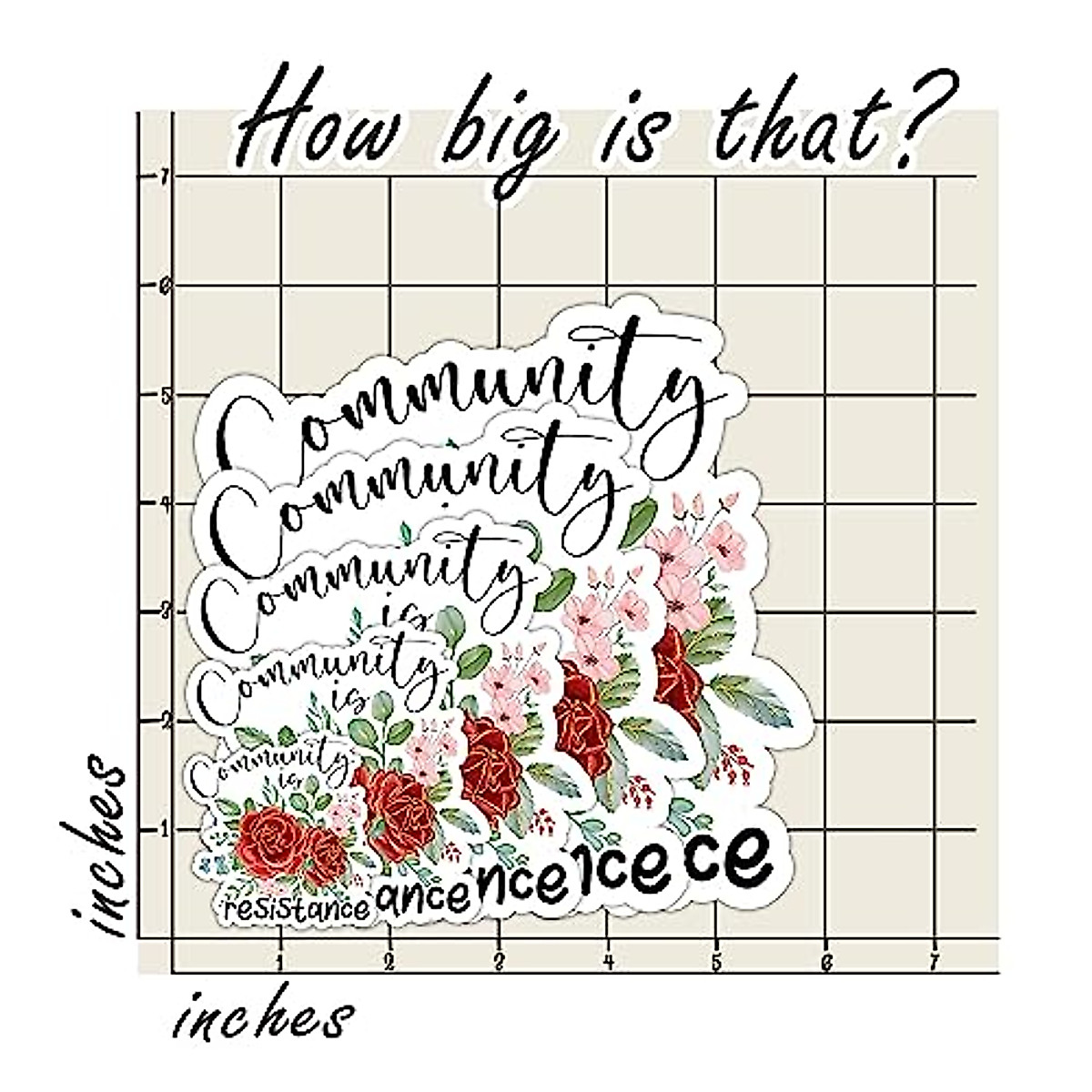 Miraki Community Is Resistance Sticker, Social Justice Sticker, Activist Sticker, Human Rights Sticker, Water Assitant Die-Cut Vinyl Funny Decals for Laptop, Phone, Water Bottles, Kindle Sticker