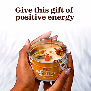 Palo Santo Candle with Crystals - 9.5 Oz Natural Soy Candles Scented | Soft Palo Santo Wood Aroma Protection Candles | Long Lasting 50 hrs Clean Burn, Aromatherapy Candle (Veladora de la Abundancia)