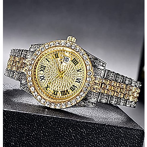 Iced-Out Watches for Men with Big Rhinestone Hip Hop Wristwatch