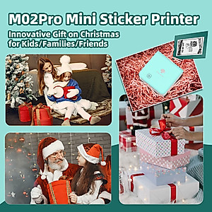 Phomemo M02Pro 300DPI Mini Pocket Printer - Bluetooth Thermal Printer, 15/25/50mm Label Maker, Compatible with iOS & Android, Wireless Photo Printer for Phone,Journal, Fun Gift, Work List -Green