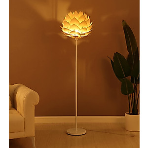 Brightech Artichoke LED Floor Lamp, Great Living Room Décor, Modern Lamp for Living Rooms & Offices, Bohemian Standing Lamp for Bedroom Reading, Tall Lamp with Multi-Panel Wooden Shade