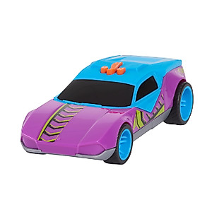 Just Play Hot Wheels Pop Racers Car La Fasta Toy Vehicle, 7-Inch Purple Motorized Toy Car, Lights, Sounds, Pops Wheelies, Kids Toys for Ages 3 Up