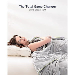 Kivik Cooling Comforter Queen, Cooling Down Alternative Duvet for Hot Sleepers, Soft Summer Duvet Insert for Night Sweats, Cool & Breathable Blanket, Grey 90x90 Inches