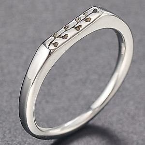 Jude Jewelers Stainless Steel Hammered Floral Narrow Signet Stacking Styel Promise Statement Anniversary Ring (Silver, 10)