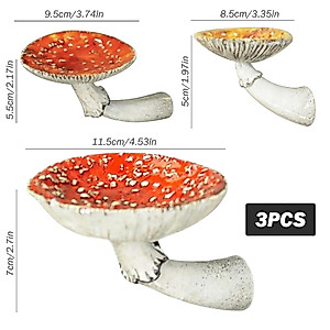 Mushroom Shelf, 3PCS Resin Mushroom Wall Shelf, Floating Mushroom Wall Decor, Hanging Fade-Resistant Cute Shelves for Bedroom, Living Room, Bathroom Mushroom Wall Decor Mushroom Hooks Mushroom