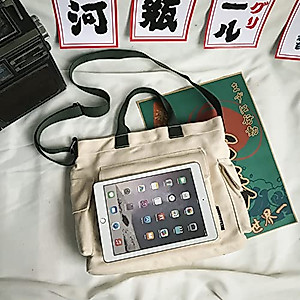 Canvas Crossbody Tote Shoulder Purse Bag for Women and Men with Multi-pocket for Shopping, Travel and Work(Green/620)