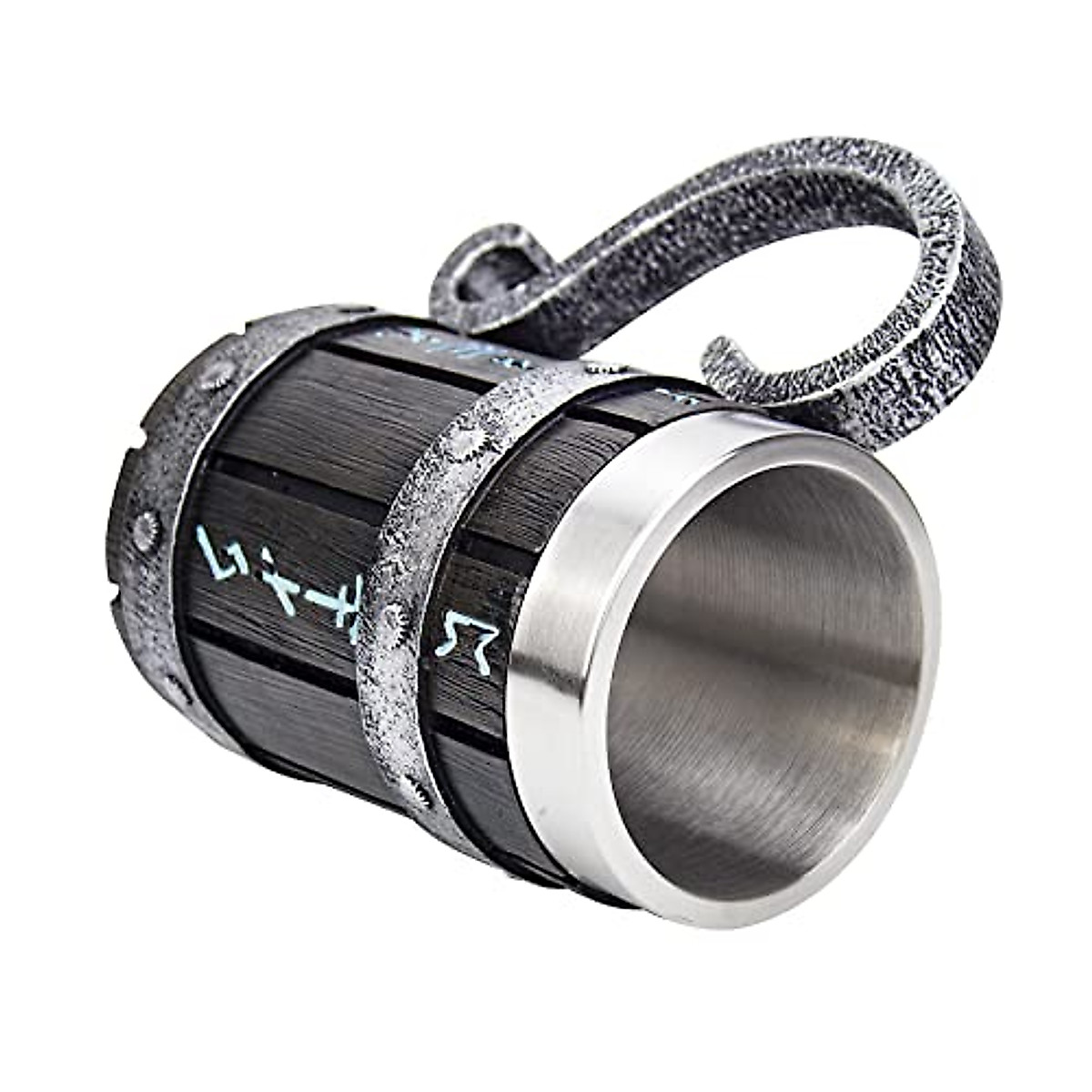 Nordic Viking Rune Mug Tankard Stainless Steel Wooden Resin 3D Norse Decor Coffee Cool Gothic Beer Tankard Stein Cup Mugs 20oz