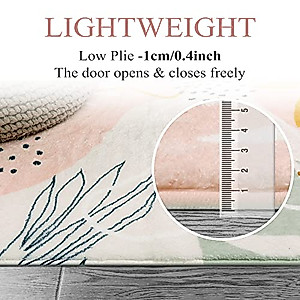 Lahome Pink Washable Living Room Area Rug - 3x5 Small Rugs for Bedroom Non-Slip Throw Soft Nursery Kids Room Low-Plie Boho Botanical Print Capet for Kitchen Entryway Office Bath Laundry Dining Room