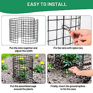 Keten 5 Pack Plant Protector from Animals, 15pcs Metal Mesh to Keep Animals Out, 13.7'' Dia x 13.7'' H Plant Cages, Garden Protection Bunny Barricades from Chicken Squirrels for Flowers & Vegetables