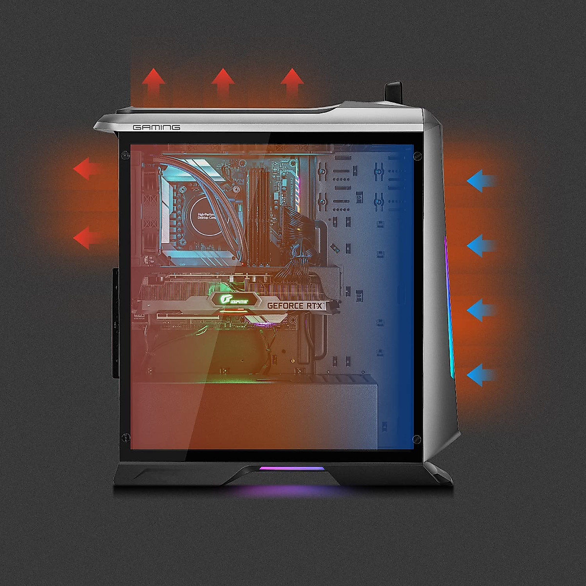 Segotep M600 Mid-Tower ATX Gaming PC Case w/Fantasy ARGB Skylight & ARGB Front Panel, Separate Magnetic Power Switch, USB 3.0 Tempered Glass Phantom Black Computer Case
