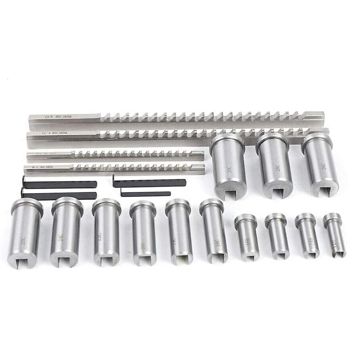 YIYIBYUS 22 Pcs Keyway Broach Kit Collared Bushing Shim Sets,Keyway Broach Sets Metric Size,Broaches, Bushings Shims Metalworking Tool