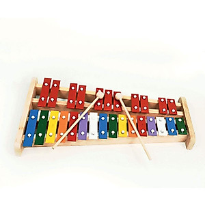 Professional Wooden Soprano Full Size Colorful Glockenspiel Xylophone with 27 Metal Keys for Adults & Kids