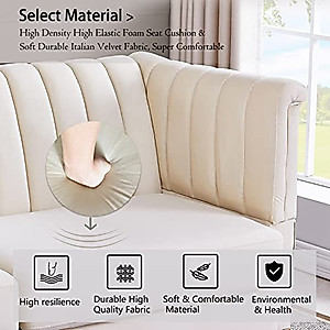 WIN FORCE 70" Beige White Velvet Loveseat Sofa Couch for Living Room, Cream Mid Century Modern loveseats for Small Space, 3 Seater Upholstered Small Sofa Love Seats Furniture for Bedroom, Apartment