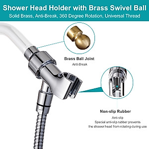 GwernKB Handheld Shower Head with On Off Switch 8-Mode High Pressure Showerhead with 79 Inches Extra-long Stainless Steel Hose and Bracket PLUS Extra Low-Reach Adhesive Wall Mount for Kids,Silver