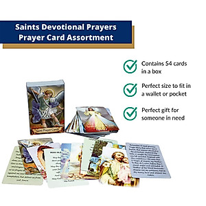 Pack of 54 Assorted Holy Cards with Catholic Saints and Prayers