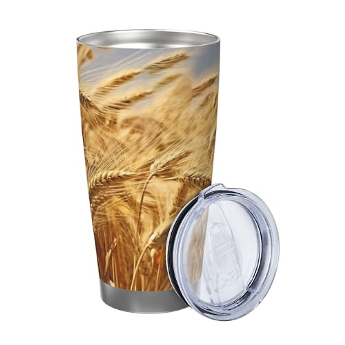Wheat Harvest Tumbler with Lid and Straw 20oz Stainless Steel Car Cup for Hot and Cold Drinks, Double Wall Insulated Travel Coffee Mug Reusable Drink Thermos Cup Birthday Gifts