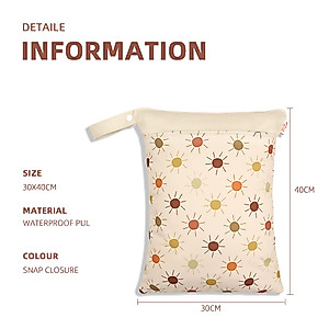 MOMIGO Wet Dry Bags for Baby Cloth Diapers - 3 Pack Reusable, Washable for Baby Stroller, Diaper Bag, Breast Pump Parts, Travel Bags, Gym Bag with 2 Pockets 11.8 * 15.7 inch (Orange Flower)