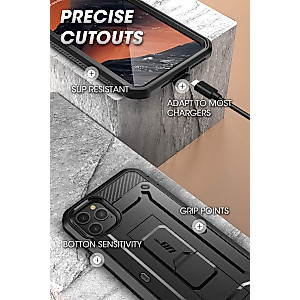SUPCASE for iPhone 11 Pro Max Case with Screen Protector (Unicorn Beetle Pro), [Built-in Stand & Belt Clip] Heavy Duty Full-Body Shockproof Protective Phone Case for iPhone 11 Pro Max 6.5", Black