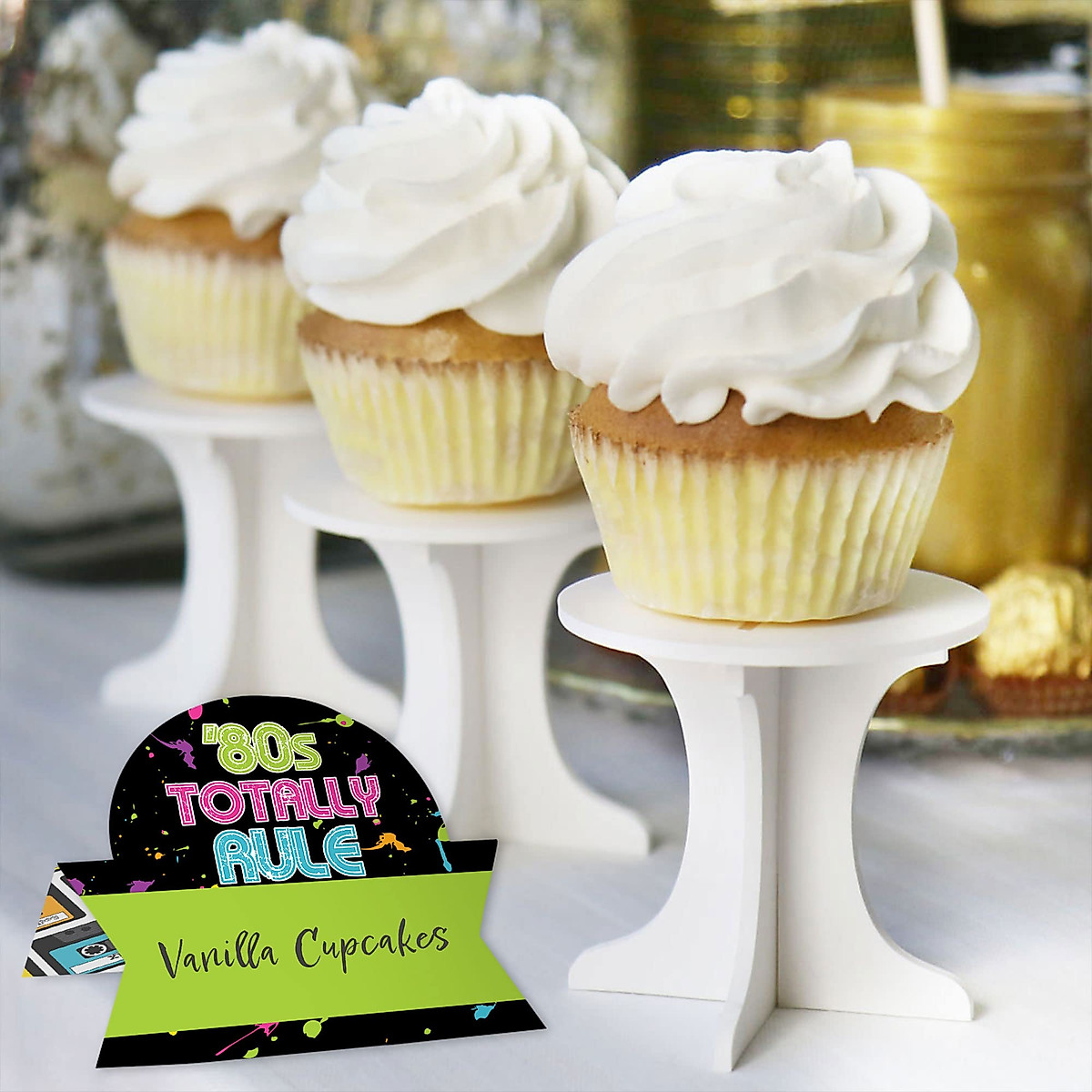 Big Dot of Happiness 80’s Retro - Totally 1980s Party Tent Buffet Card - Table Setting Name Place Cards - Set of 24