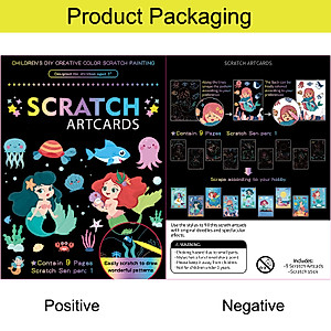 Mocossmy Mermaid Magic Scratch Art for Kids,9 Sheets Double Sided Mermaid Ocean Theme Rainbow Scratch Paper Scratch Art Crafts & Scratch Sticks for Kids Boys Girls Birthday Party Favor Supplies Games