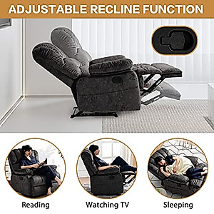 EASELAND Manual Oversized Recliner Chair, Extra Wide Recliners Single Sofa with Overstuffed Seat(Dark Grey)