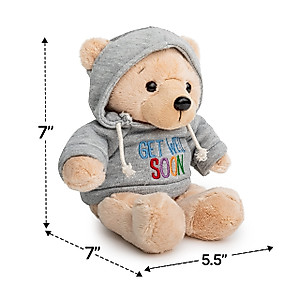 Tonsillectomy Gift Get Well Soon Teddy Bear with Goodbye Tonsils Children's Book Gift Set, Kids Tonsillectomy Recovery - Blue Gray Hoodie