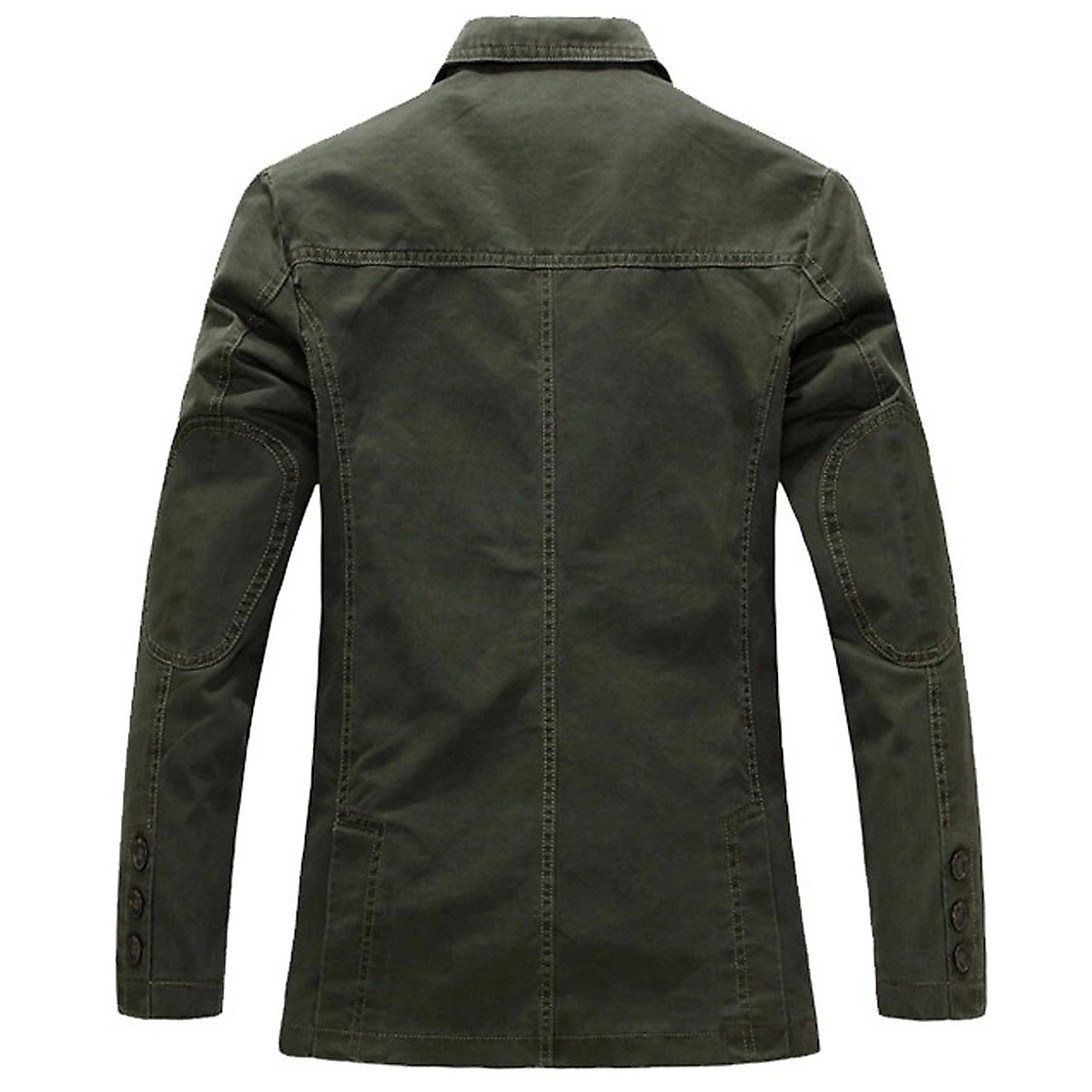 chouyatou Men's Casual Three-Button Stripe Lined Cotton Twill Suit Jacket (Medium, Army Green)