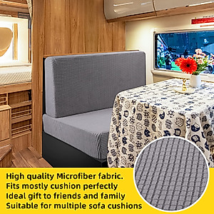 Tlswshsy RV Dinette Cushion Covers-Stretchable Loveseat Sofa Furniture Protector -Elastic Camper Cushion Slipcoversfor RV Camper Car Bench (Grey)