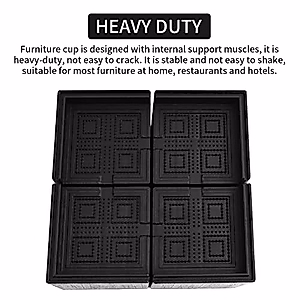 SELOTOKITER 4pcs Bed Risers,Heavy Duty Square Bedding Adjustable Bed Furniture Risers,L-Shaped Furniture Legs,Suitable for Beds,Sofas,Tables,Cabinets,Washing Machines,Refrigerators(Black)